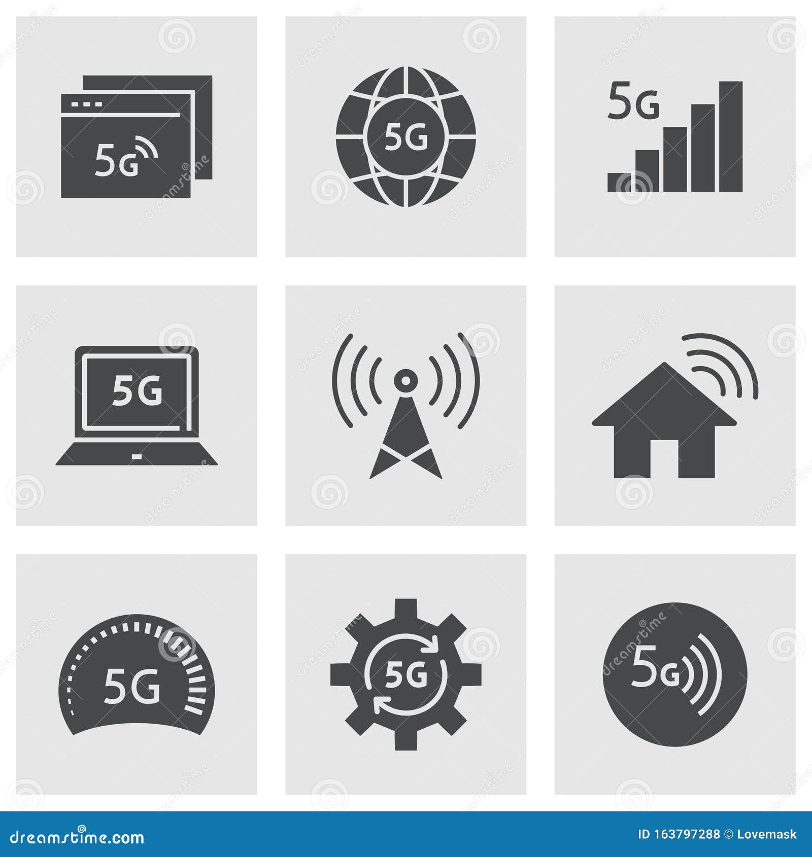 5g Icon Set. Illustrations Isolated on White Stock Illustration ...