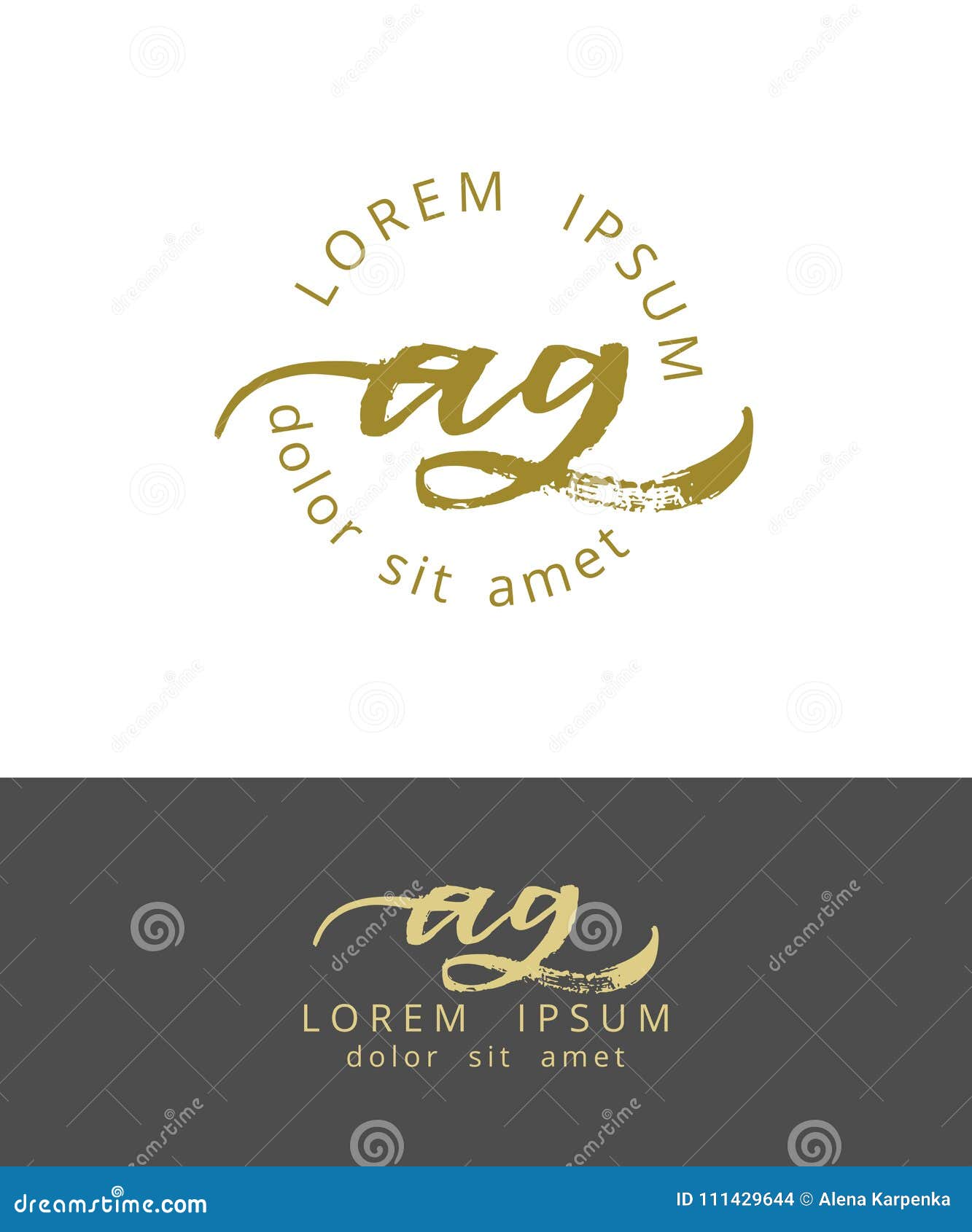 A G. Initials Monogram Logo Design. Dry Brush Calligraphy Artwork Stock ...