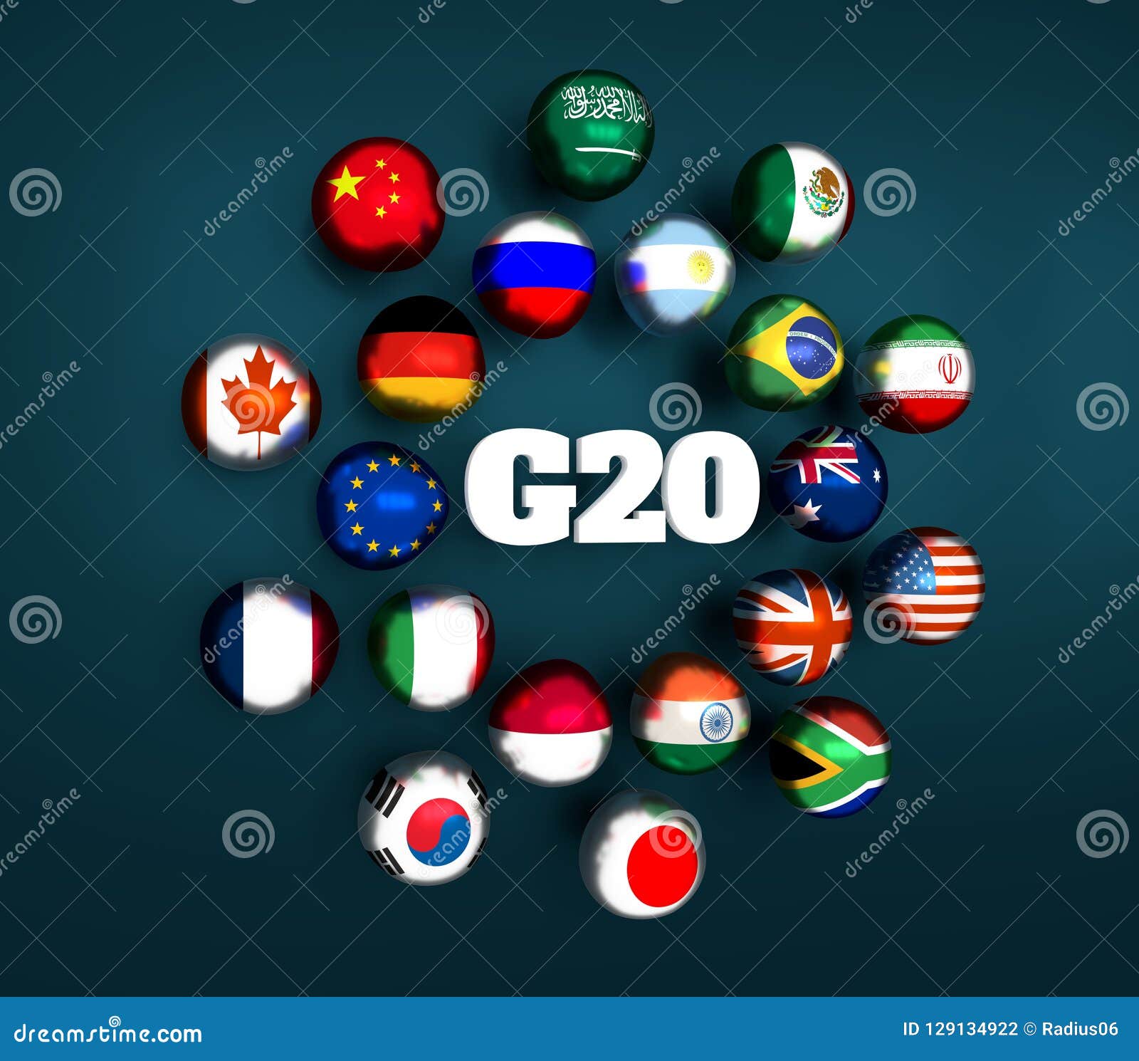 Group Of Twenty Countries On World Map Vector Template. G20 Infographic ...