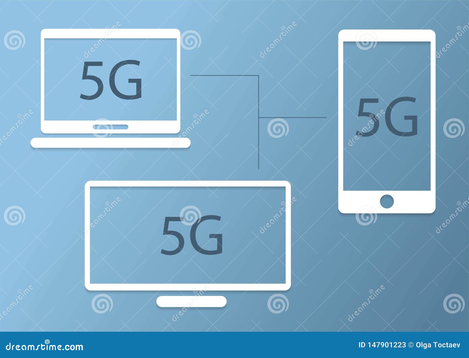 5G Internet Communication Connect Smartphone, Computer Notebook and TV ...