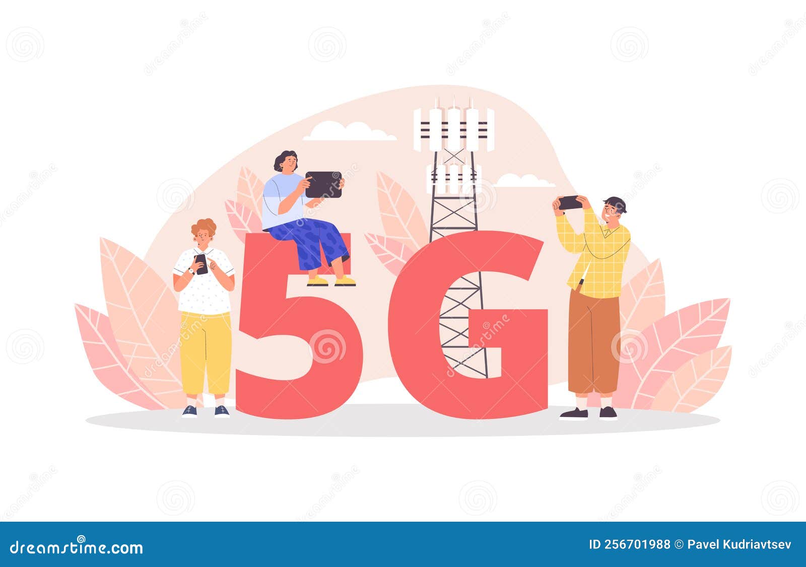 5g Internet Communication Wireless Technology Flat Vector Illustration ...