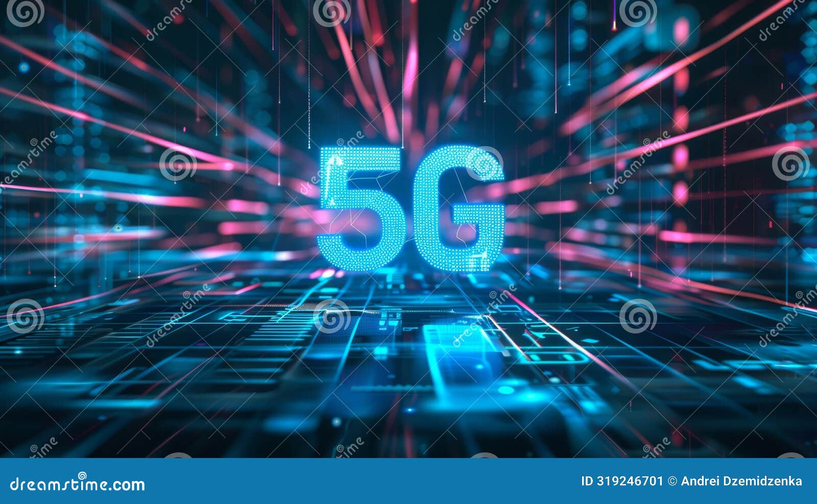 A 5G Internet Concept. Image of IOT Technology in a Smart City of the ...