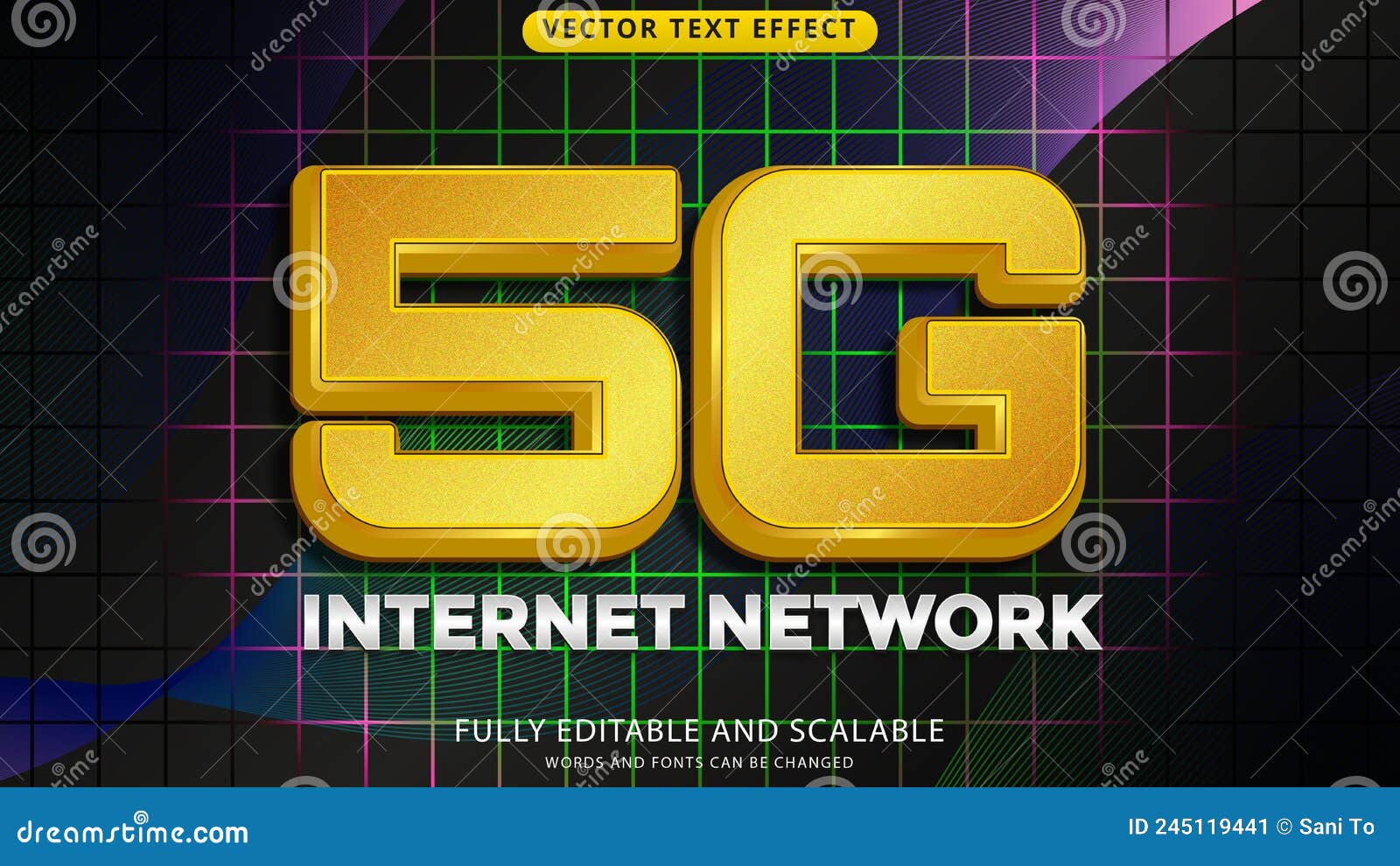 5G Internet Network Text Effect Editable Eps File Stock Vector ...