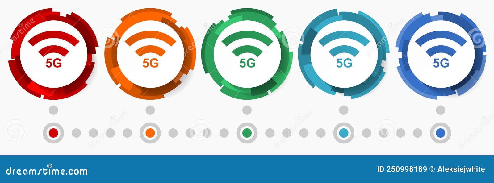 5G Internet Wireless Communication, Network Concept Vector Icon Set ...