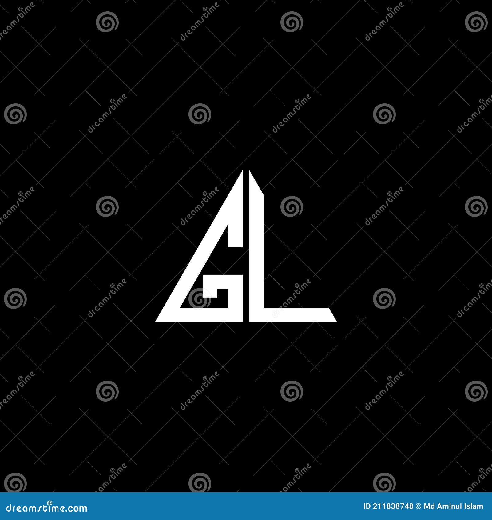 G L Letter Logo Creative Design on Black Color Background. Stock ...