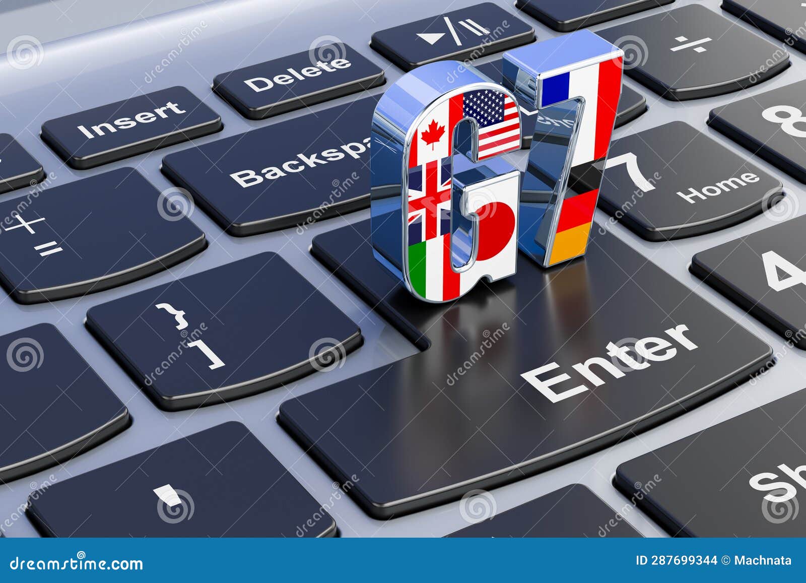 G7 on Laptop Keyboard. 3D Rendering Stock Illustration - Illustration ...