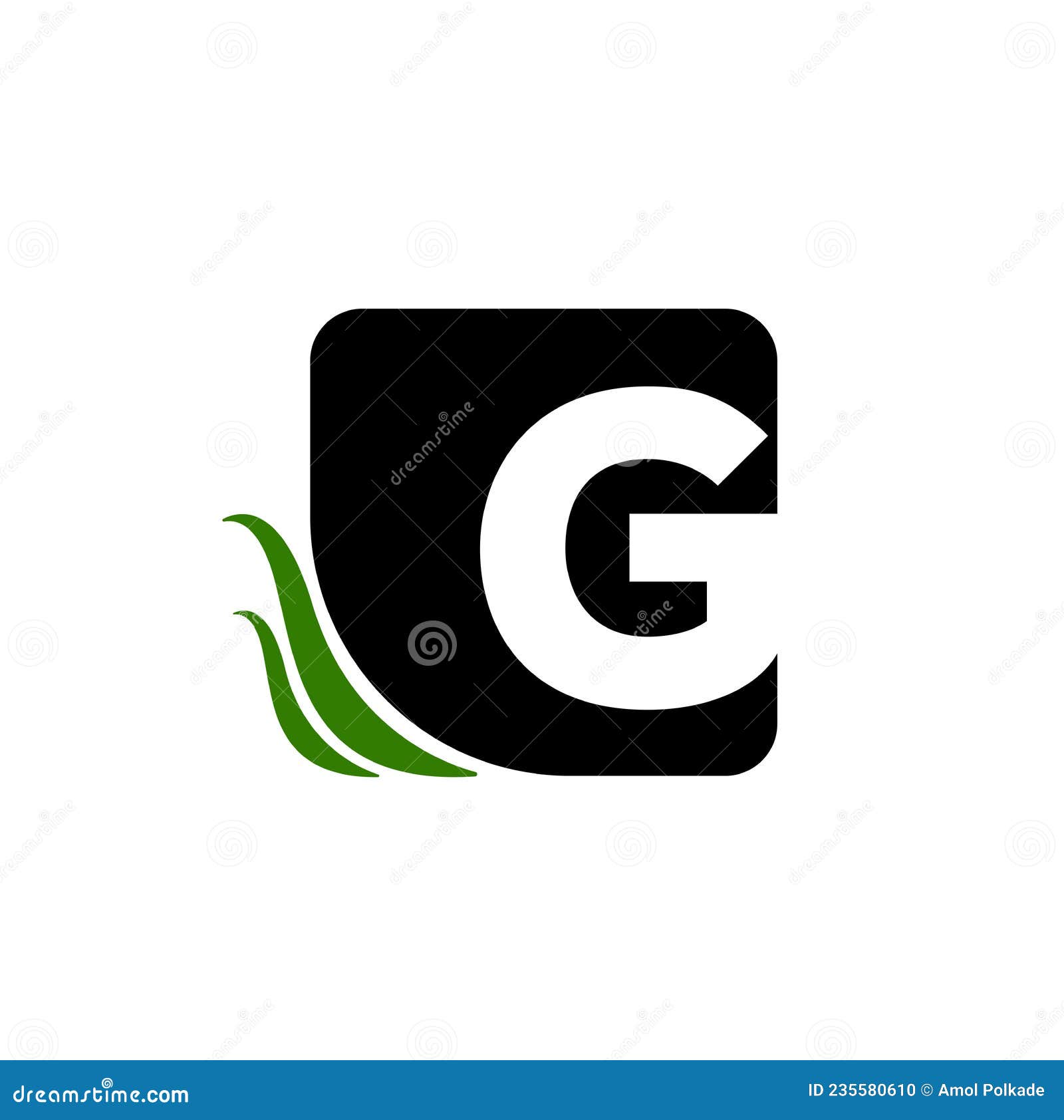 G Letter with Green Leaf. G Monogram Vector Stock Illustration ...