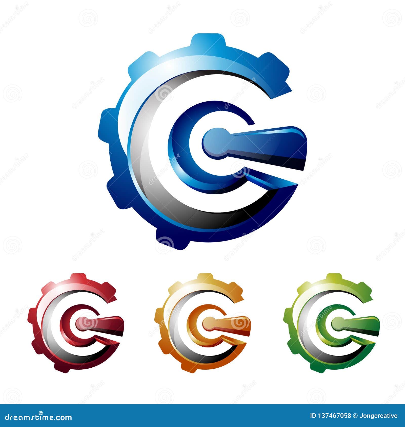G Letter Initial Abstract 3D Gear Machine Logo Stock Vector ...