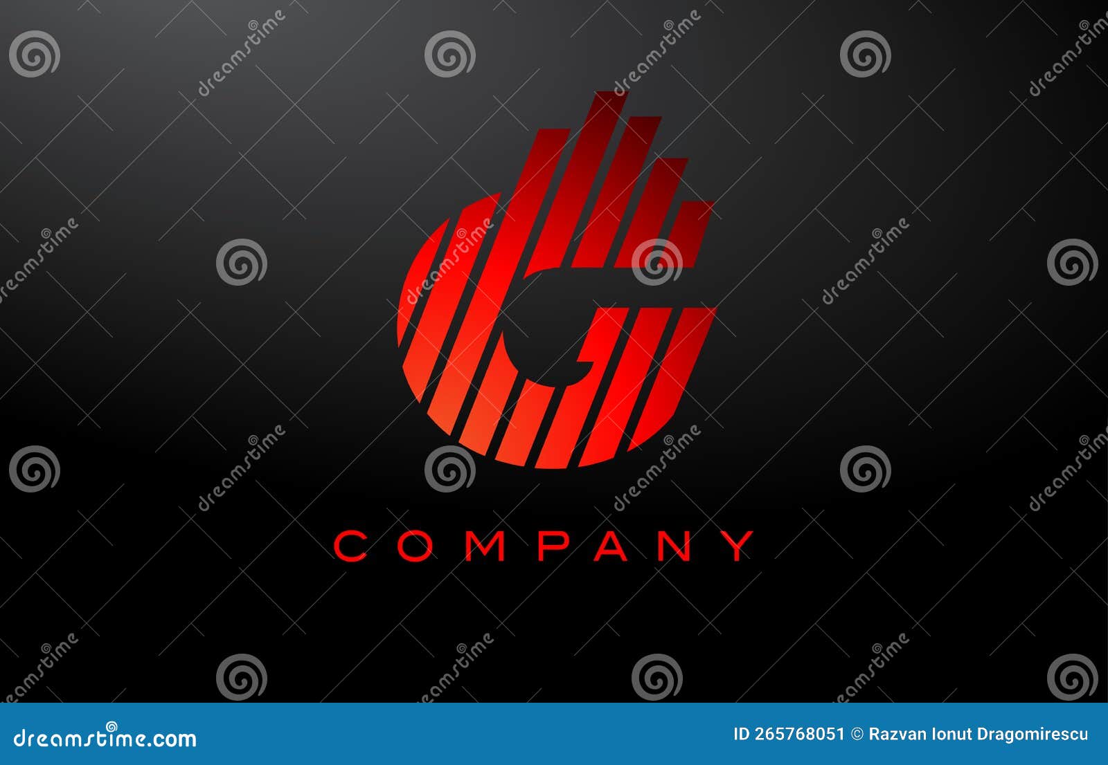 G Letter Logo with Red Lines Design Vector. Red Letter Icon ...