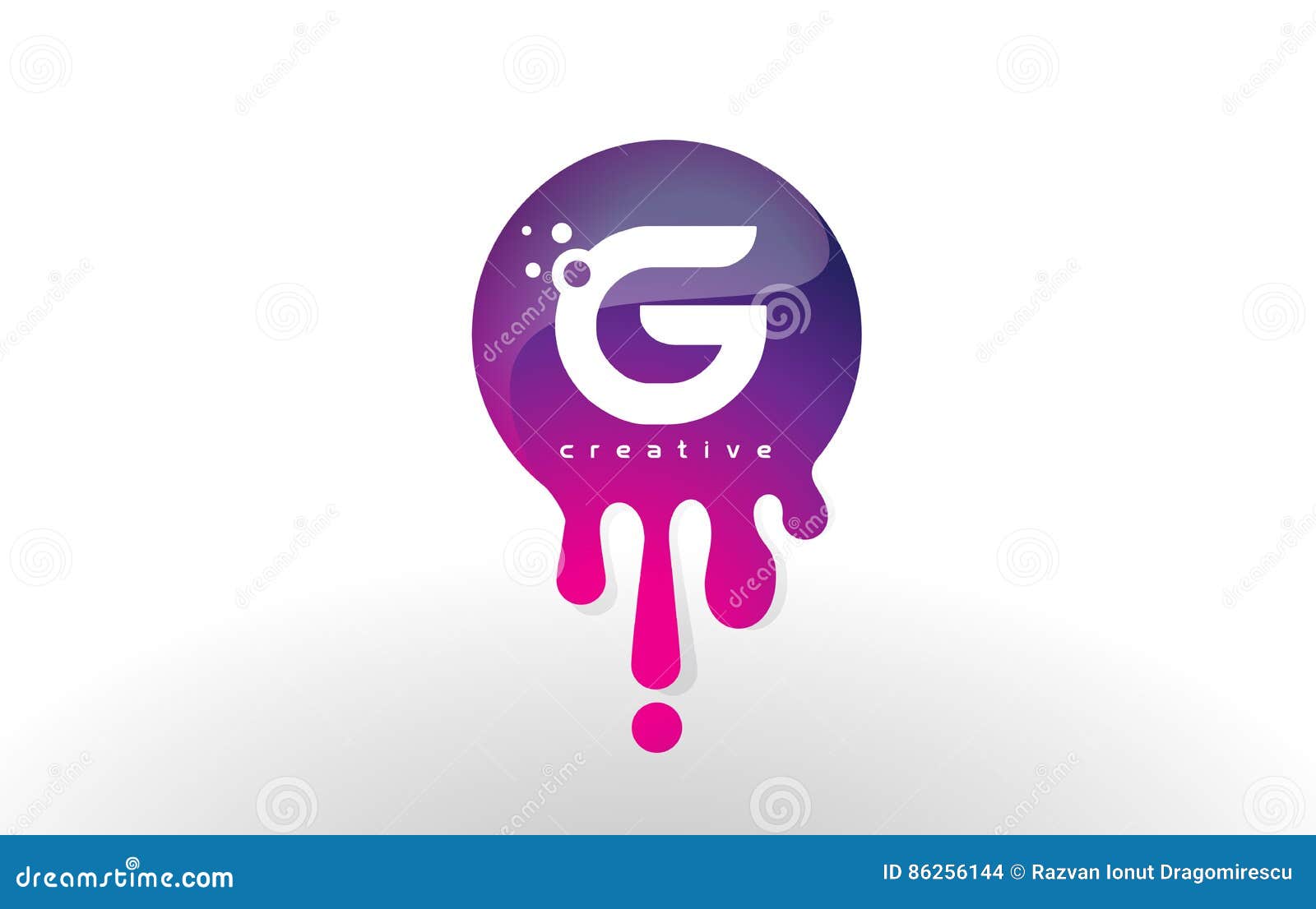 G Letter Splash Logo. Purple Dots and Bubbles Letter Design Stock ...