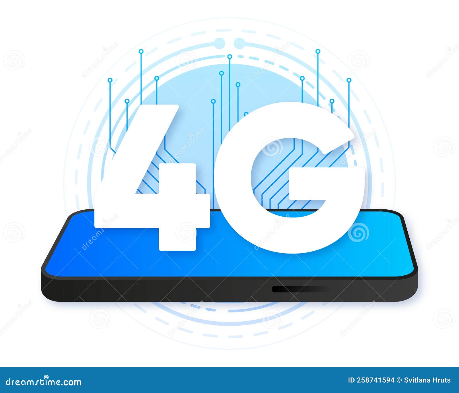 4g Logo on Blue Screen Phone. Network Technology Icon. Vector ...