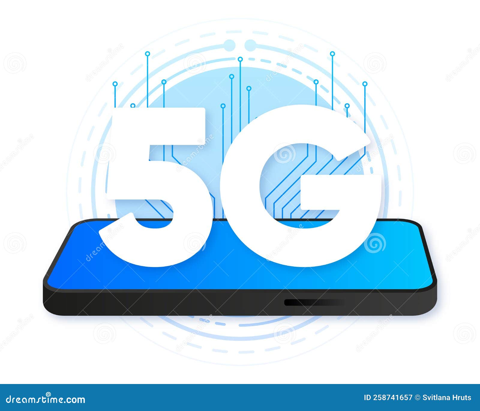 5g Logo on Blue Screen Phone. Network Technology Icon. Vector ...