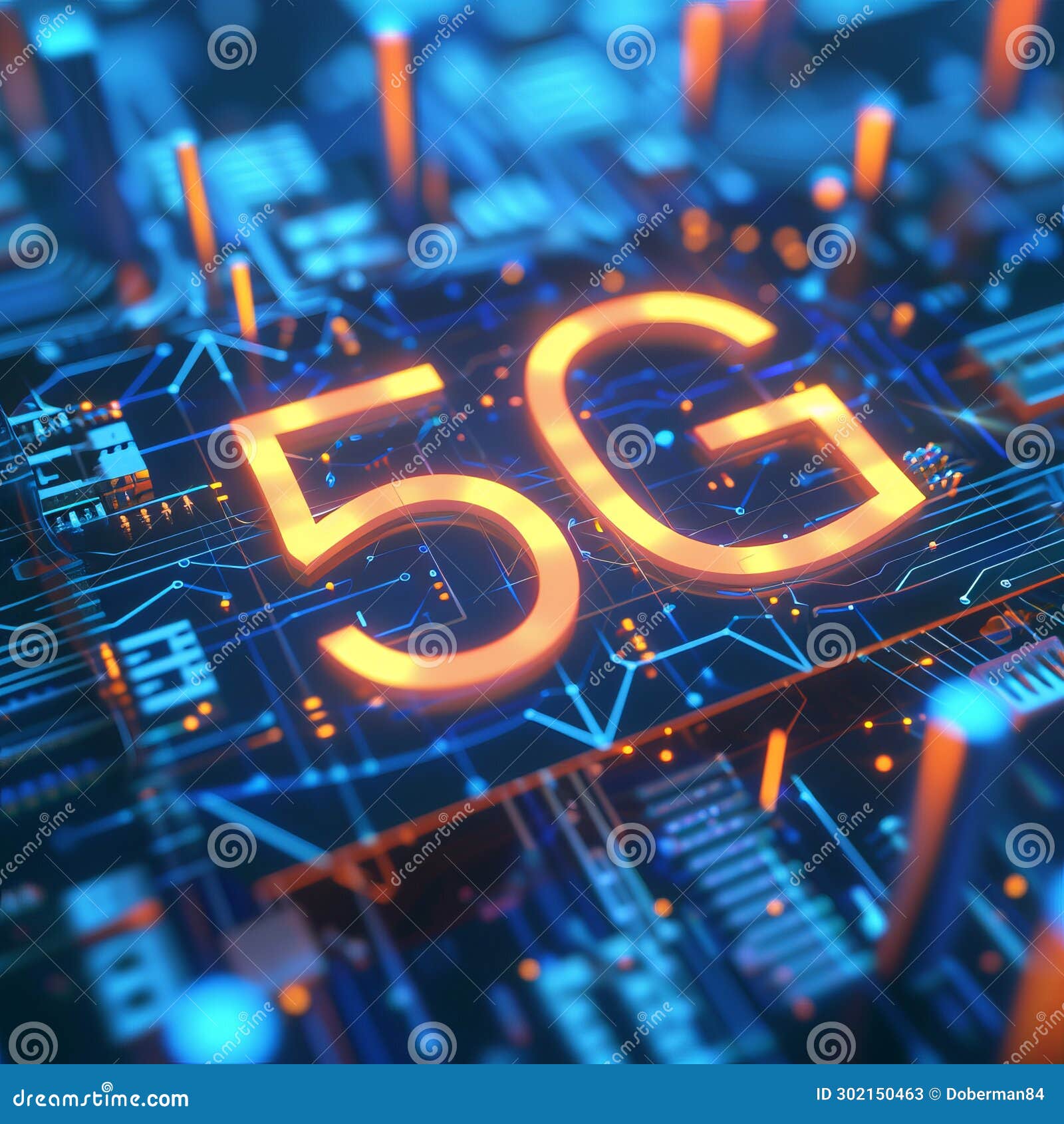 5G Logo on a Computer Chip Built into the Board of Computer. High-speed ...