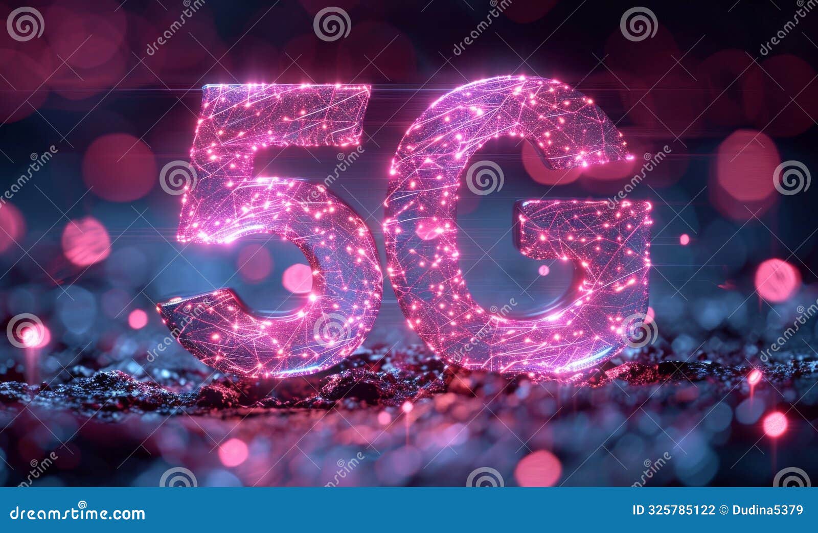 5G Logo with Light Speed Effect on Dark Blue Background Stock ...
