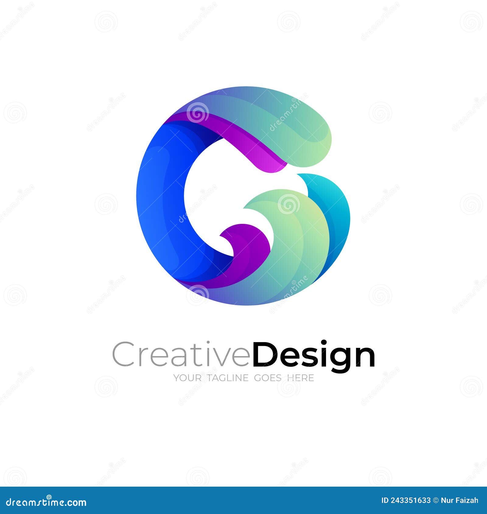 G Logo and Wave Design Vector, 3d Style Stock Vector - Illustration of ...