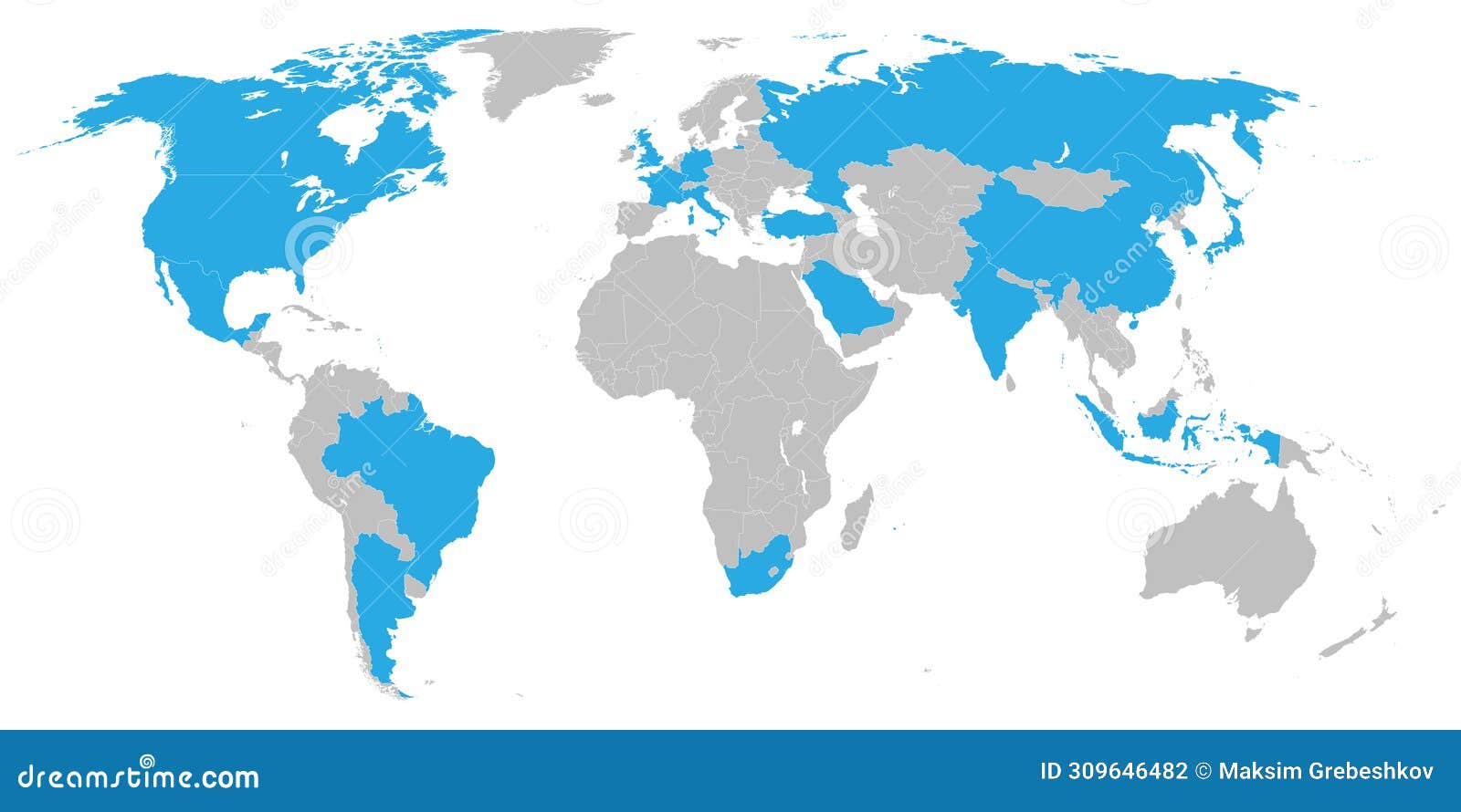 G20 Member States Onl Map of the World Stock Vector - Illustration of ...