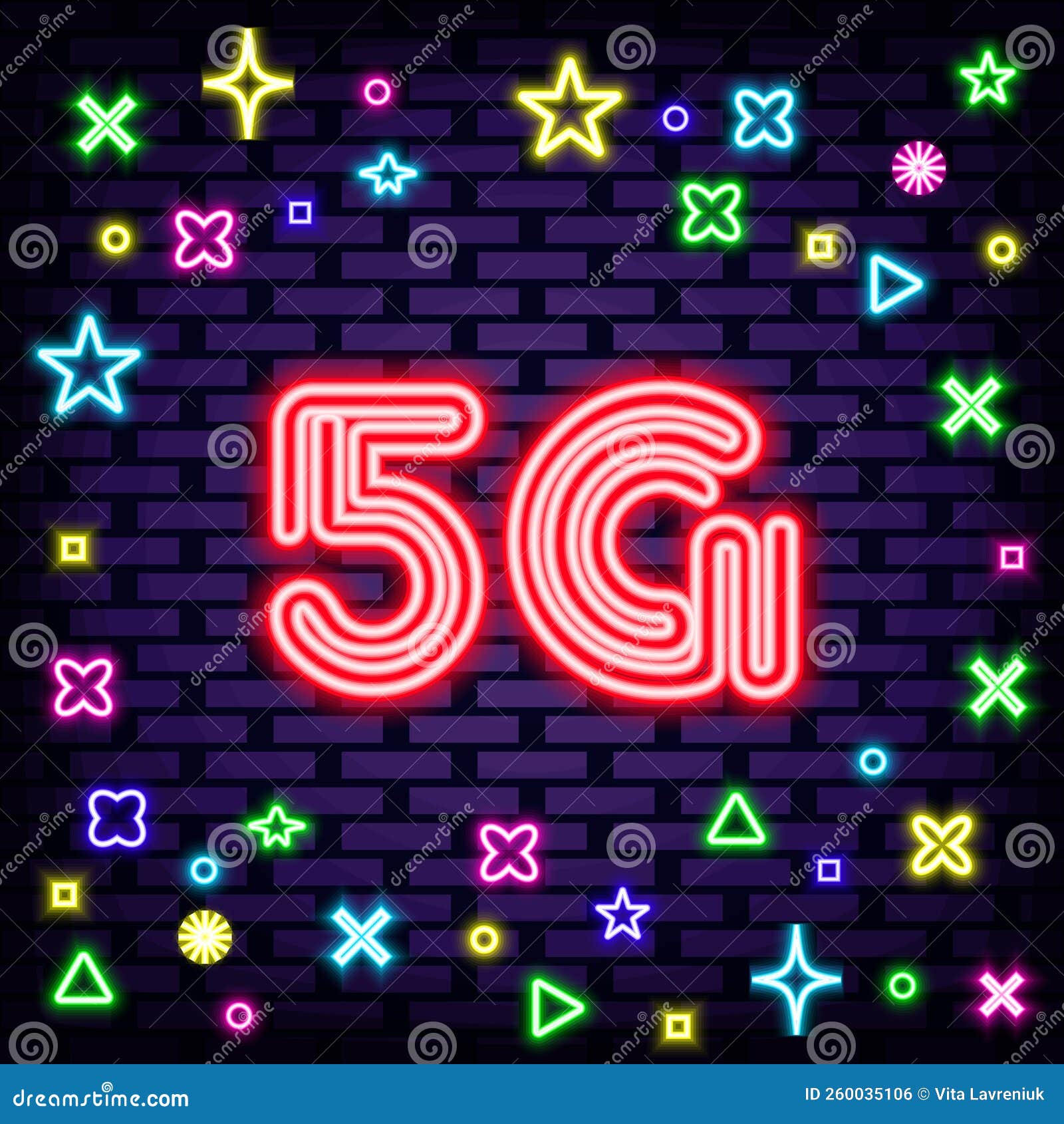5g Mobile Internet Neon Sign Vector. Neon Script. Night Bright ...