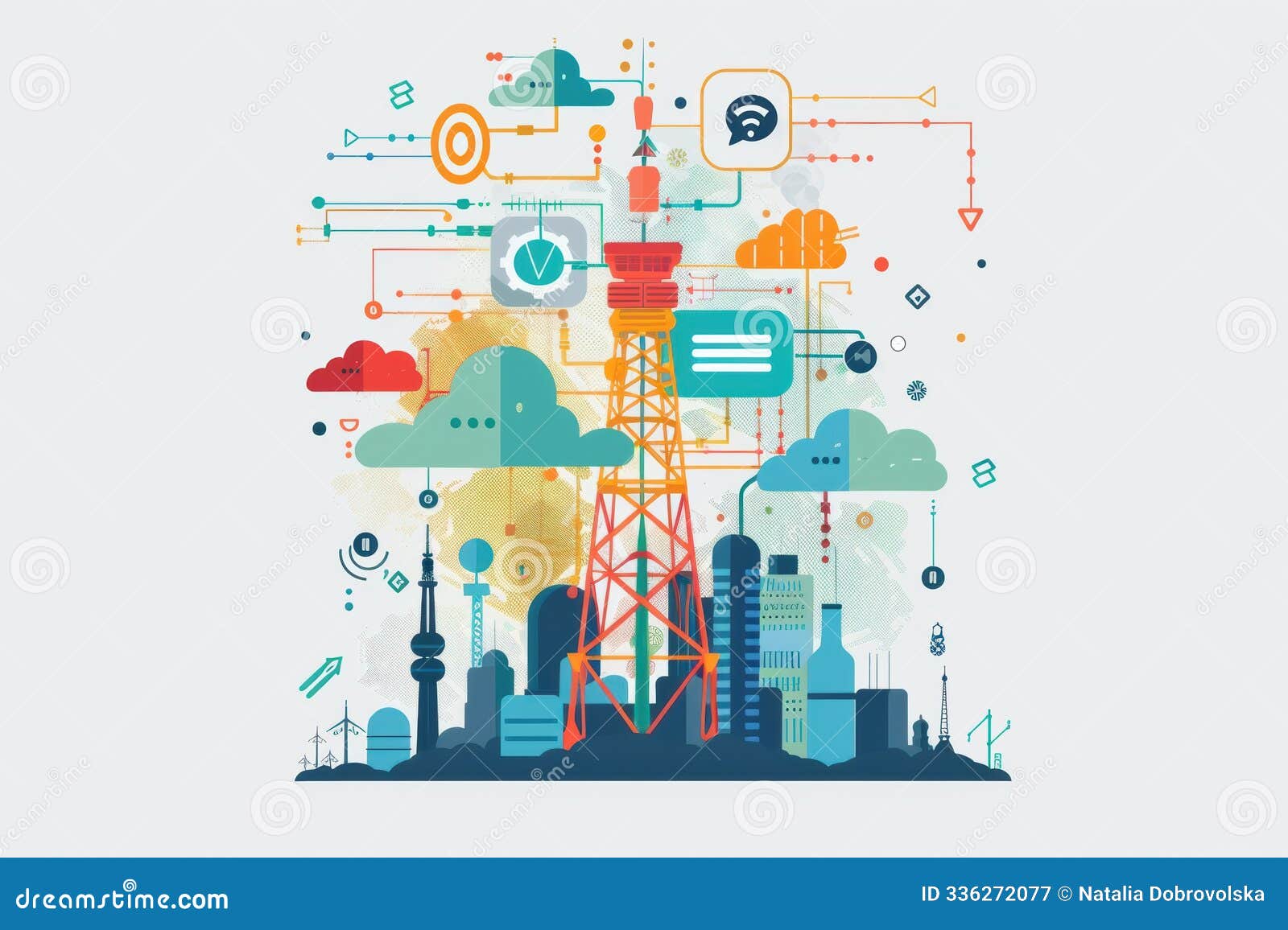 5G Mobile Network Concept with Modern Communication Infrastructure ...