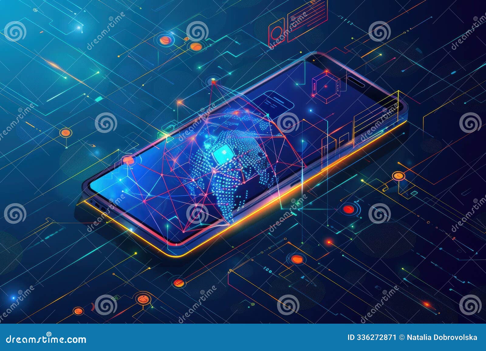 5G Mobile Network Concept with Modern Communication Infrastructure ...