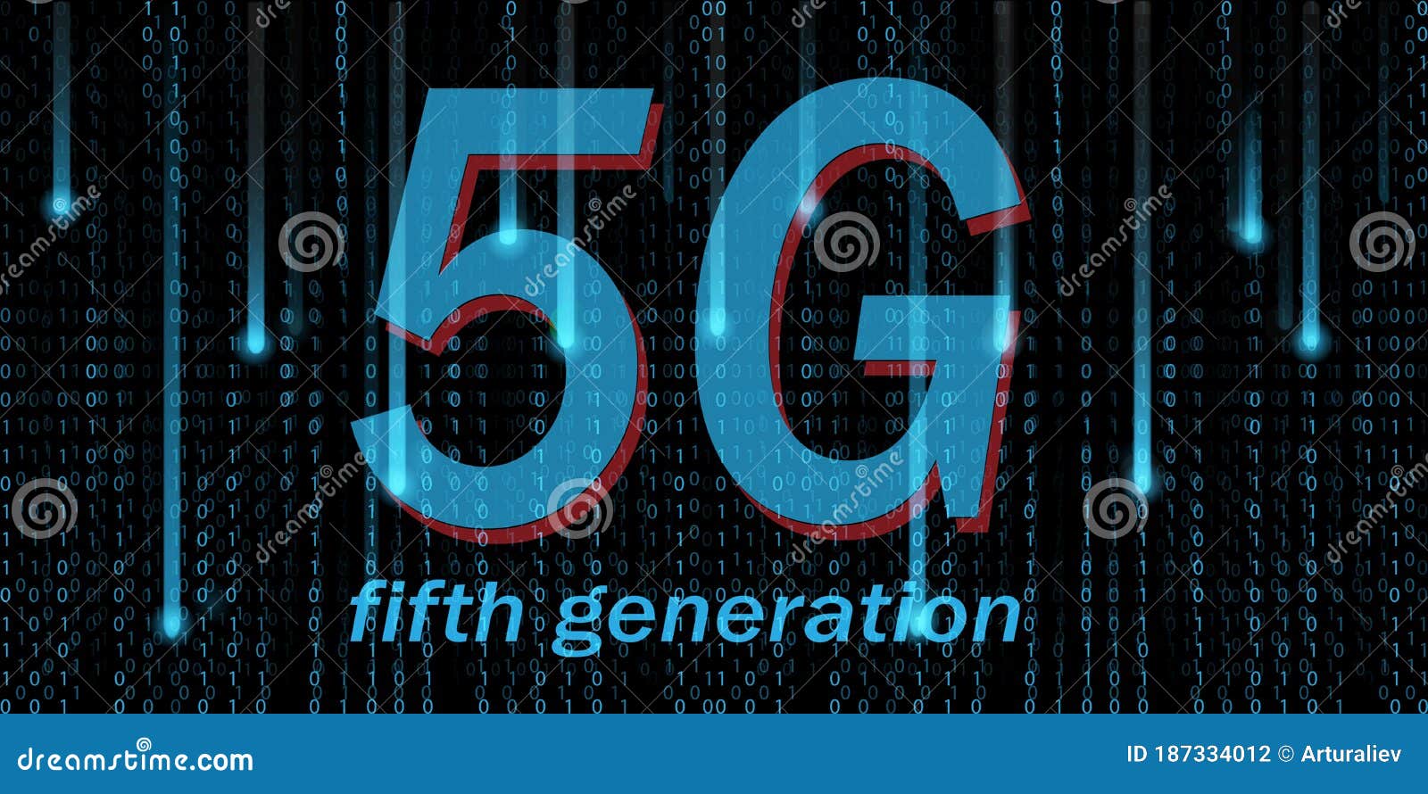 5g Mobile Networking, Big Data Binary Code Flow Numbers Stock Vector ...