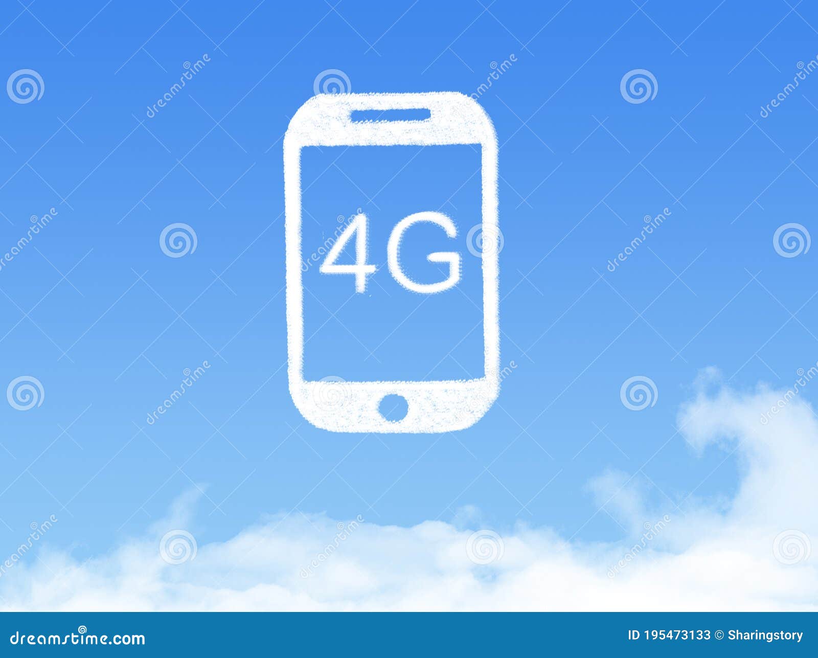 4G Mobile Phone Cloud Shape Stock Image - Image of upload, social ...