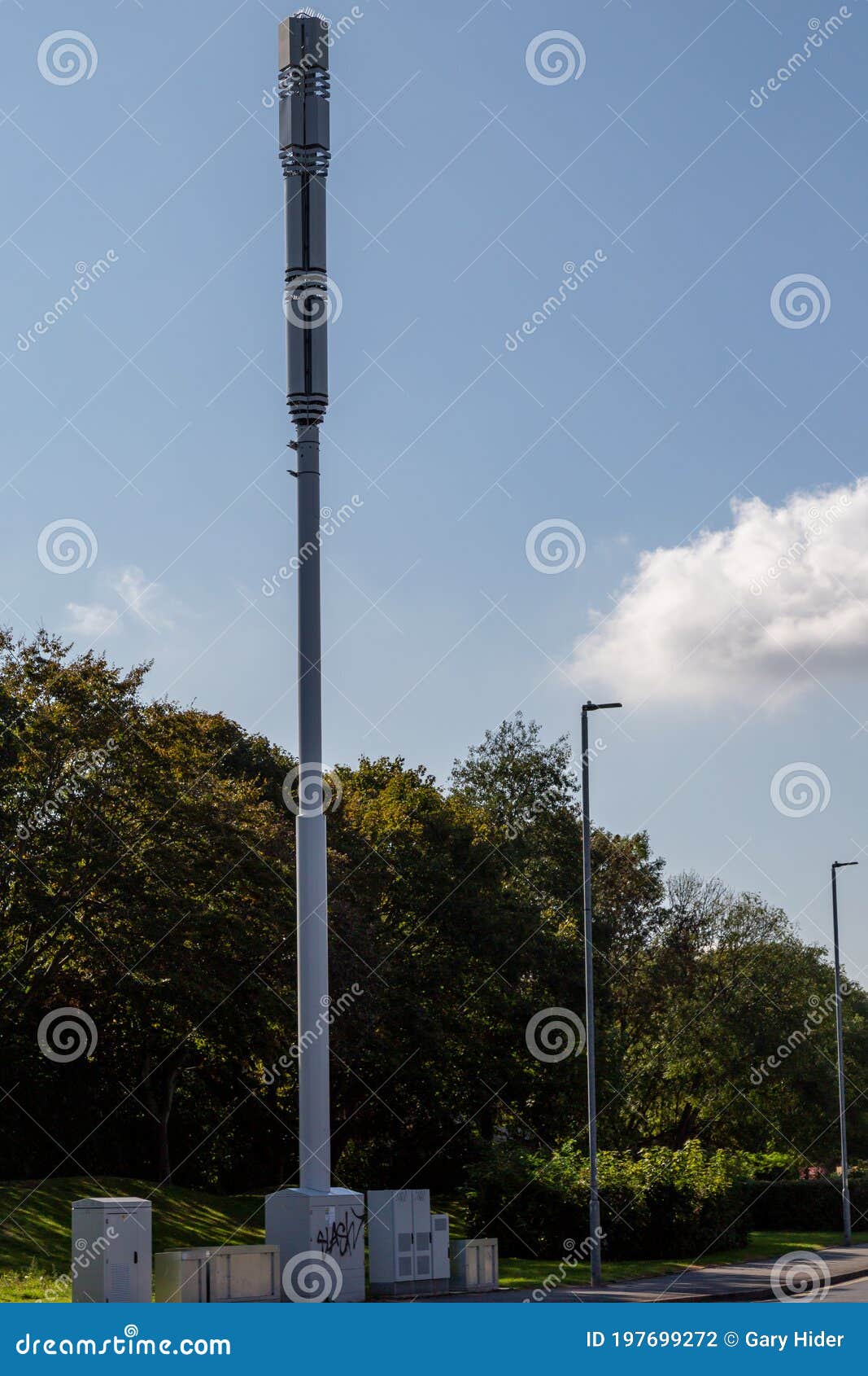 A 5G Mobile Phone Mast in the Street Stock Photo - Image of mast ...