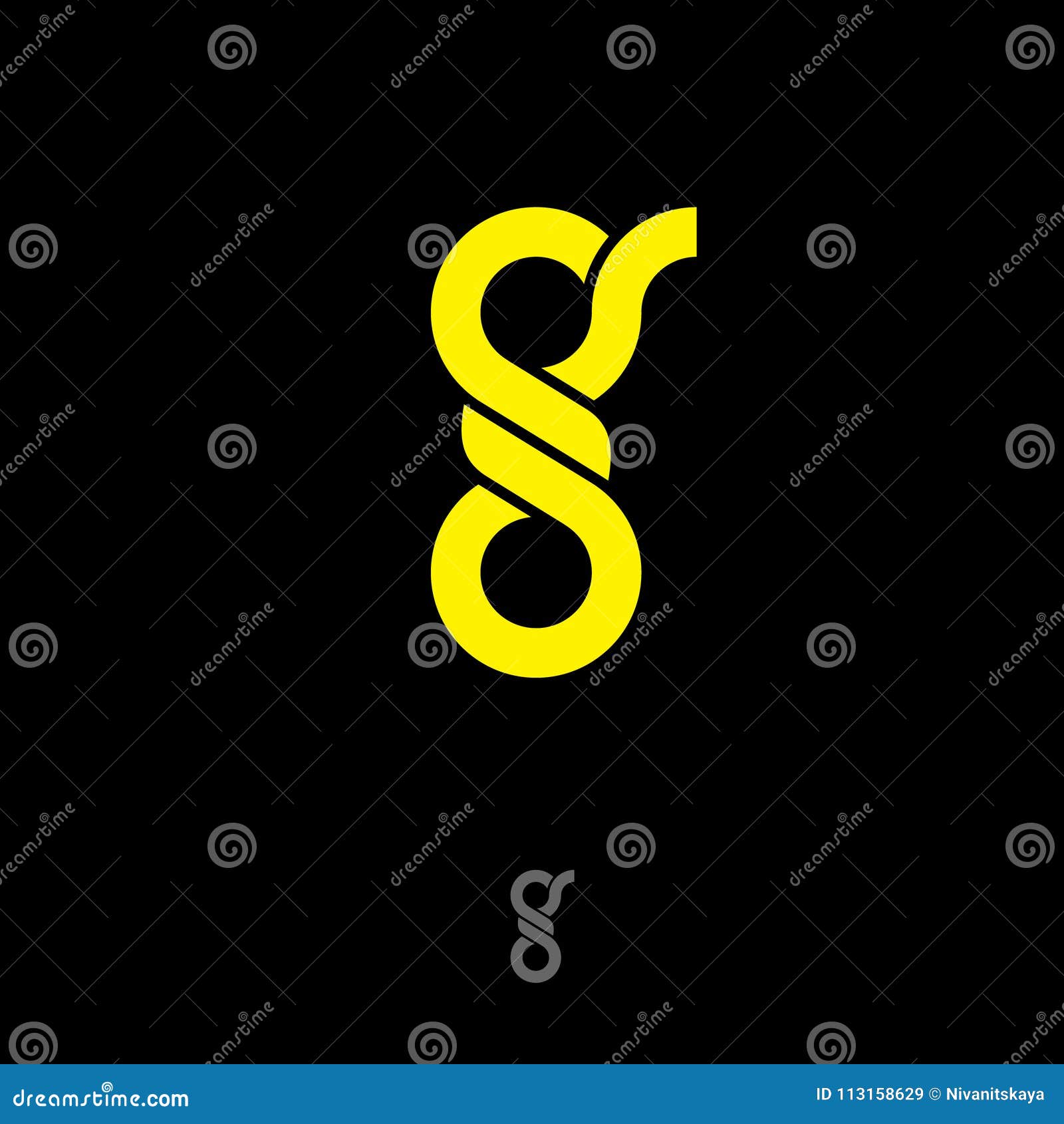 G Monogram. G Logo. Yellow Letter on a Dark Background Stock Vector ...