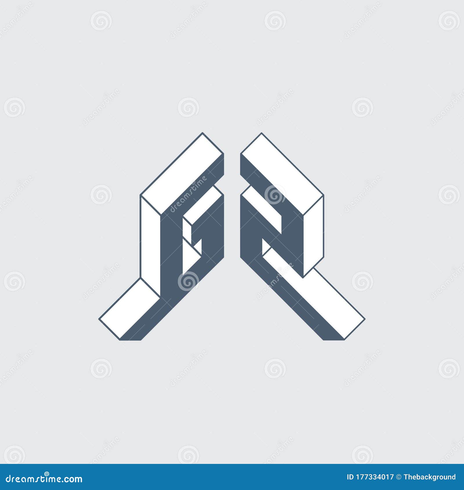 G2 - Monogram or Logotype. Isometric 3d Font for Design. Three ...
