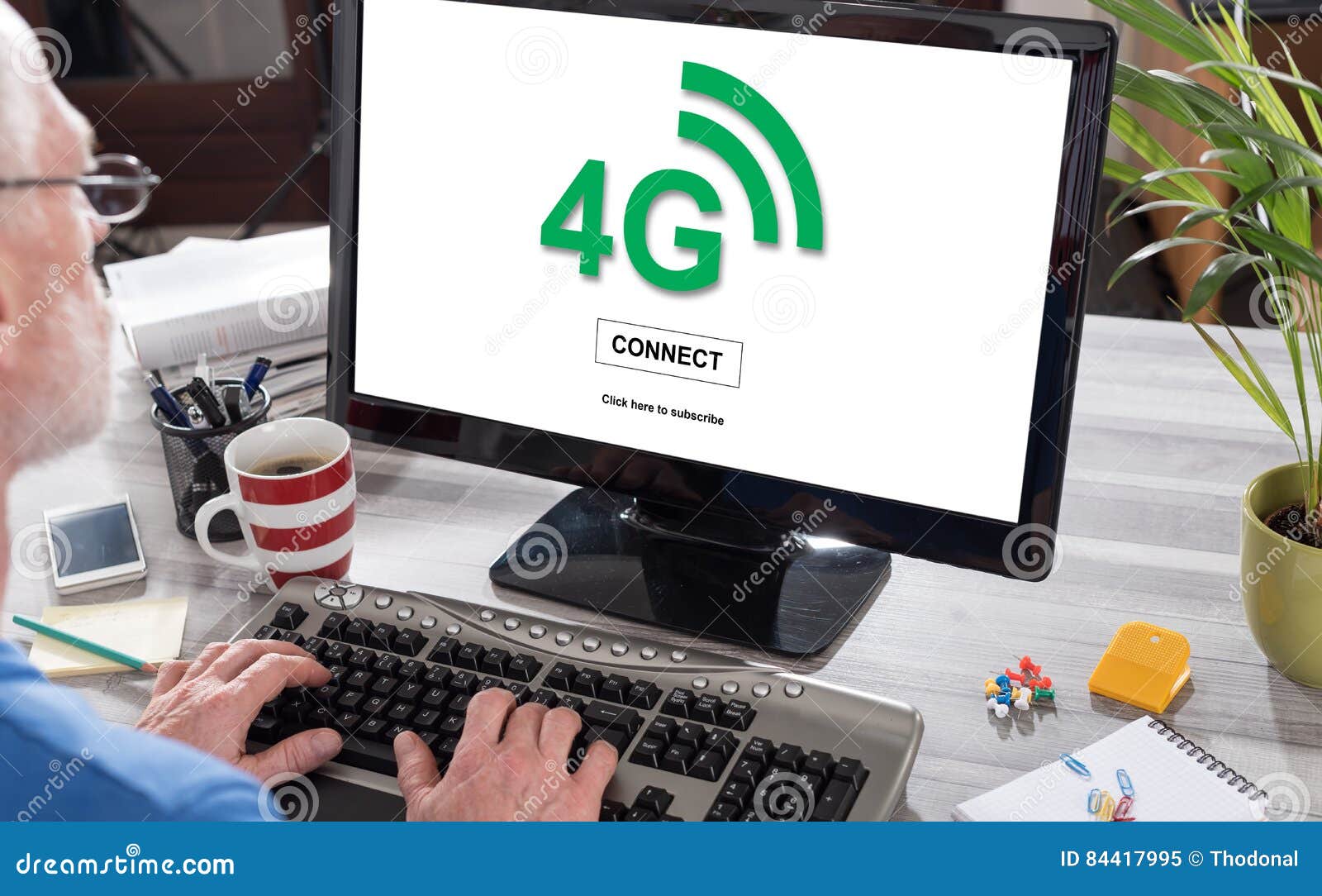 4g Network Concept on a Computer Stock Image - Image of wireless, sign ...