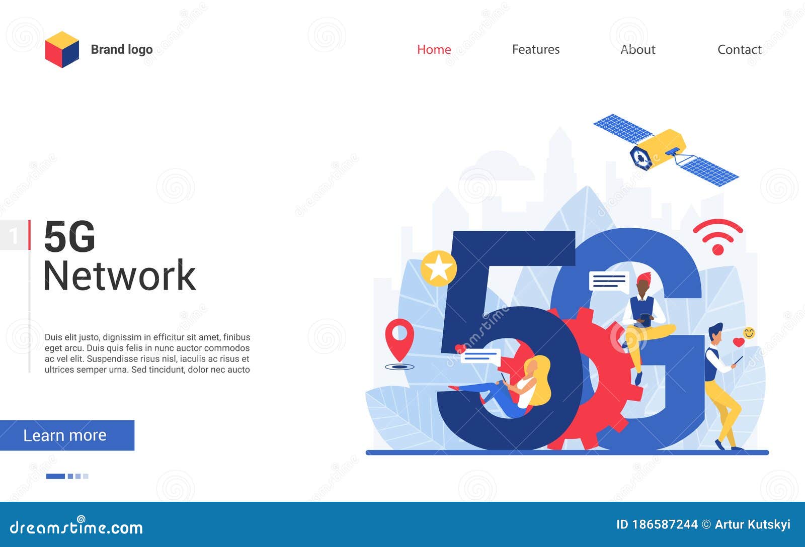5G Network Concept Vector Illustration, Cartoon Flat Networking User ...