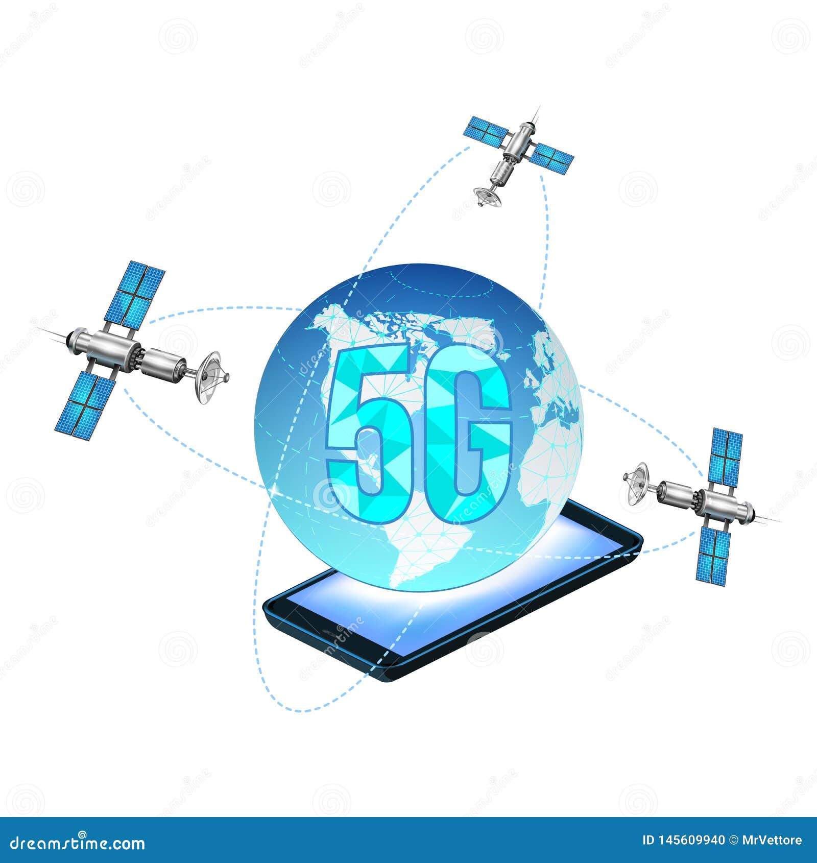 5g Network Connects Satellites Around the Earth. Abstract Concept ...