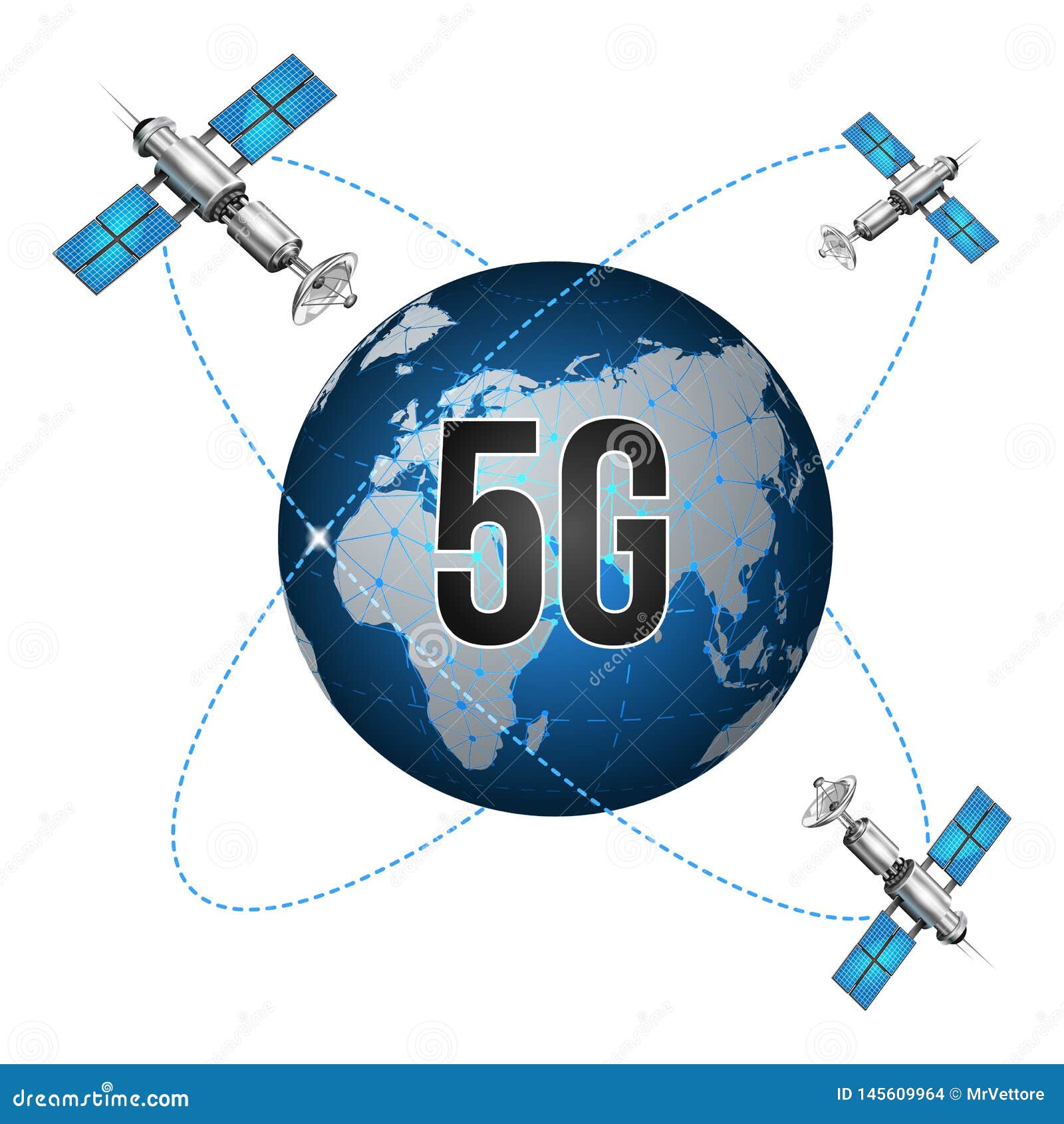5g Network Connects Satellites Around The Earth. Abstract Concept ...