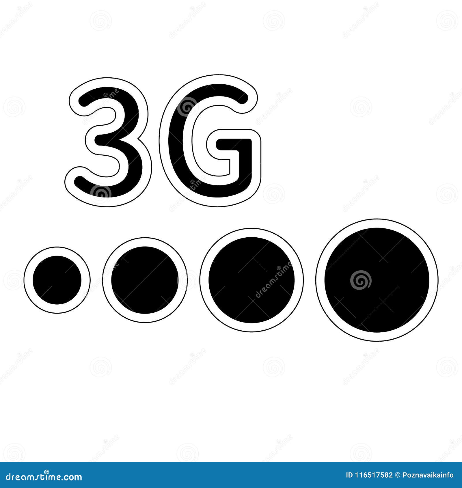 3G Network Filled Vector Icon. Isolated on a White Background Pixel ...