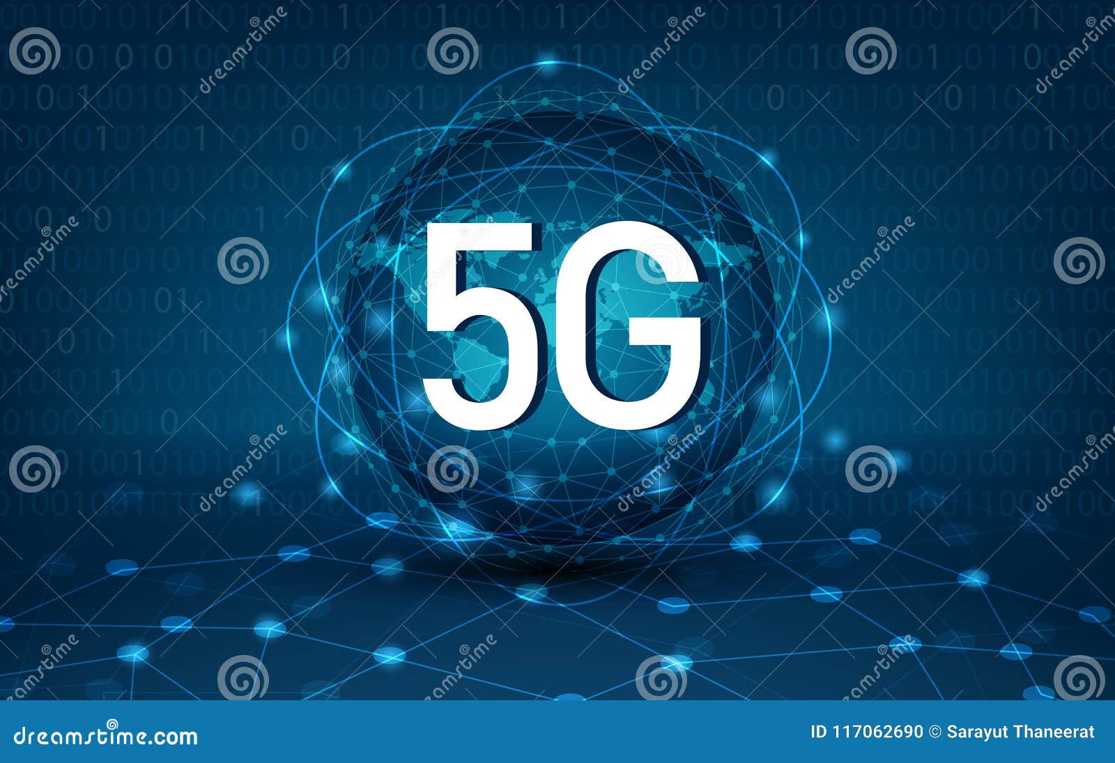 5g 4g Network Global Earth Communications Network Map Of The World Blue ...