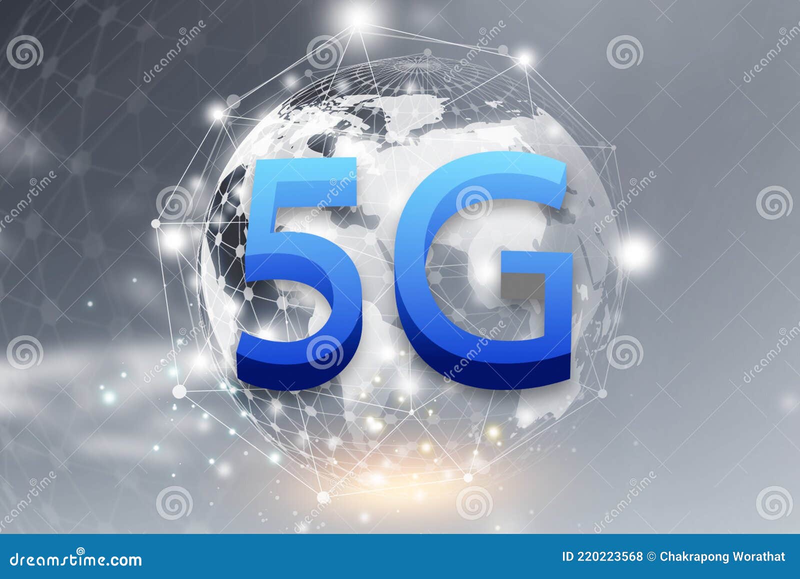 5G Network Global Earth Communications Networks Map of the World ...