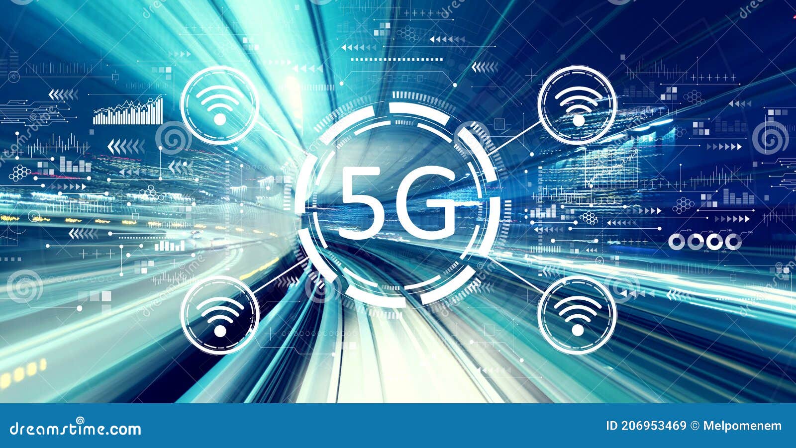 5G Network with High Speed Motion Blur Stock Image - Image of tech ...