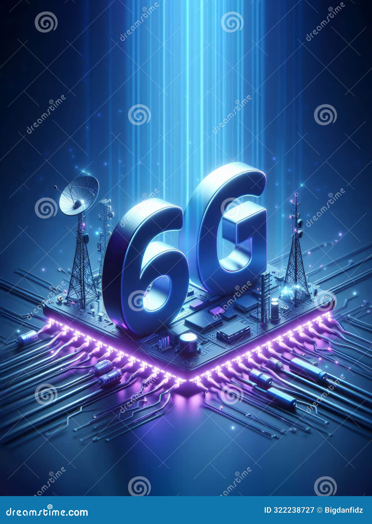 Futuristic 6g Network on Top of a Circuit Board, Ai Generated Stock ...