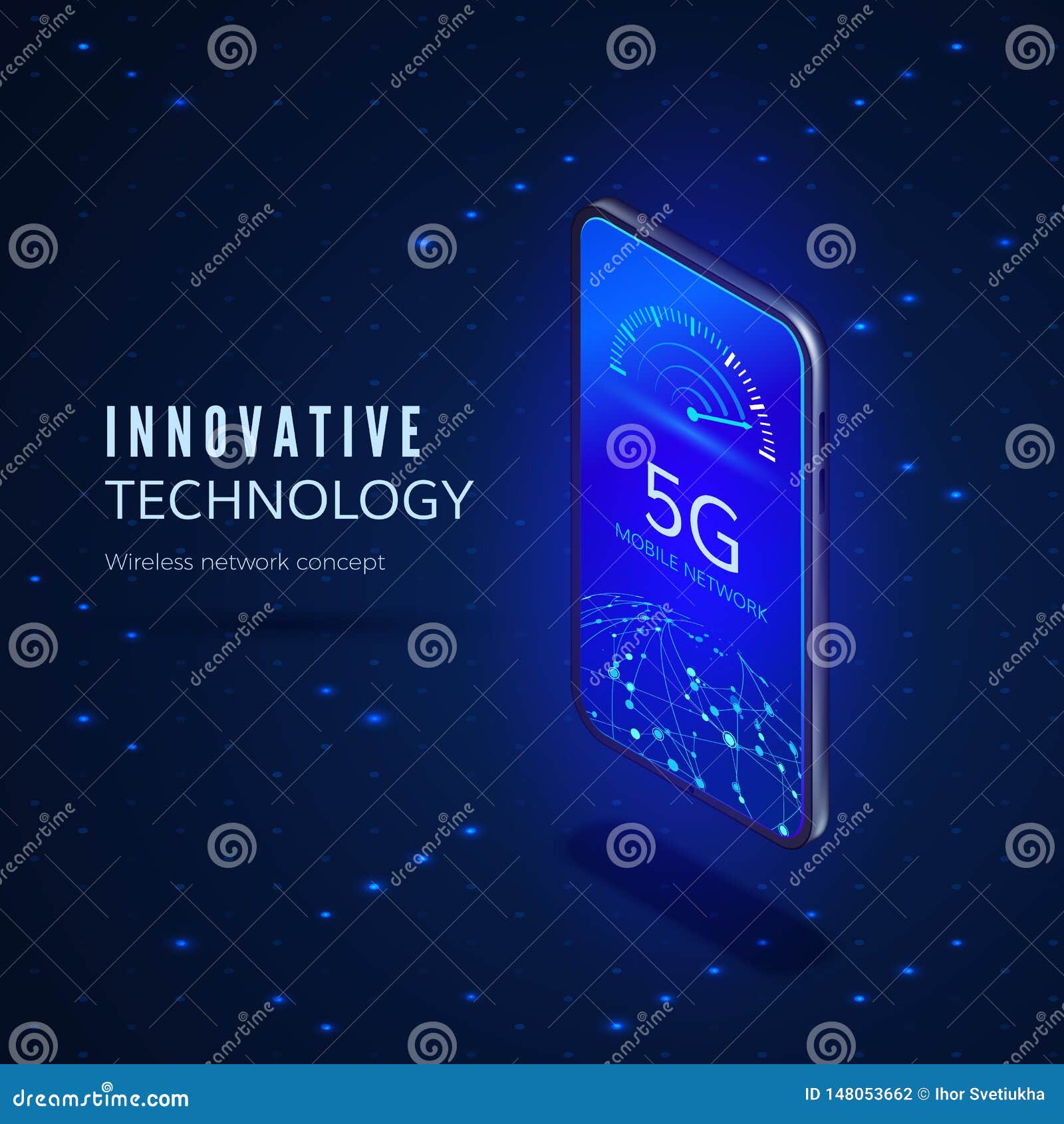 5G Network Innovation Technology Banner. Wireless Systems And Internet ...