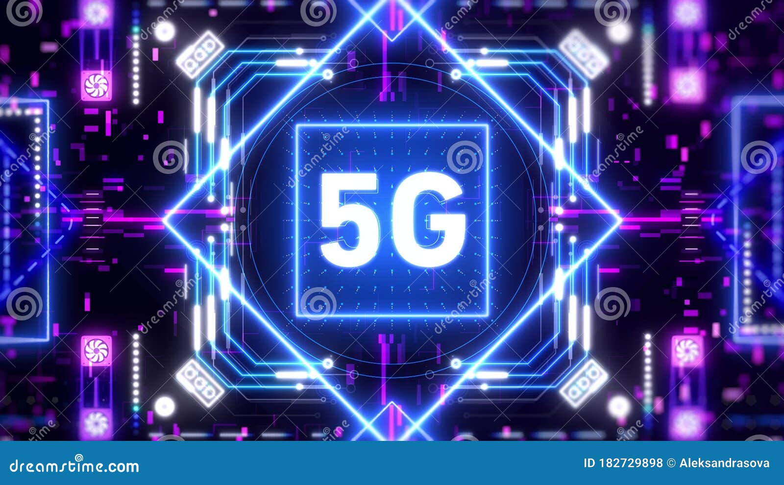 5G Network for Internet. Neon Interface Concept Animation Stock Footage ...
