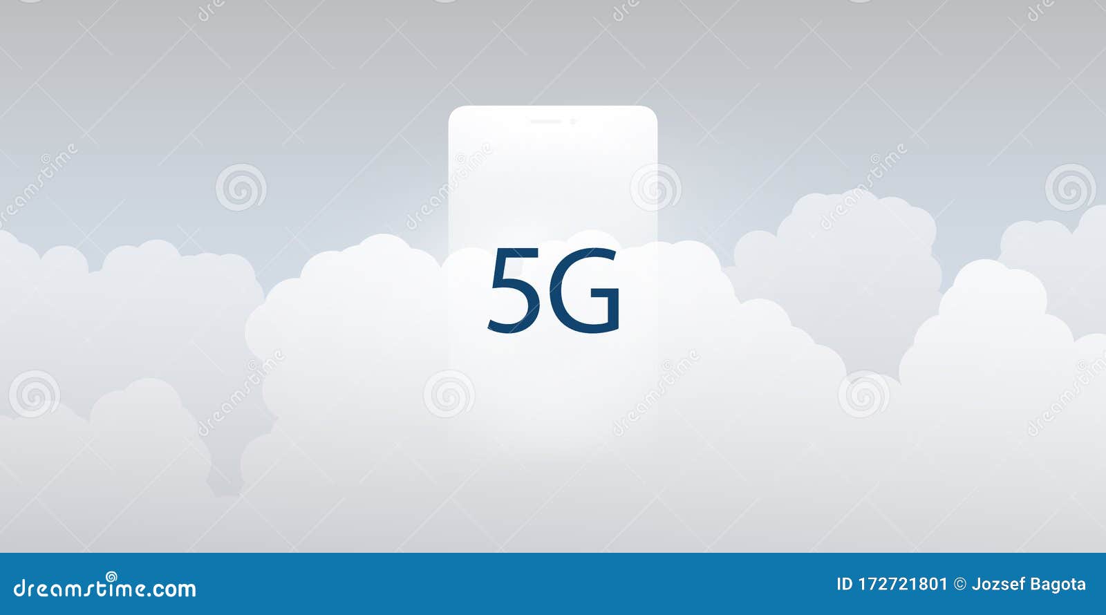 5G Network Label with Mobile Phone and Clouds - High Speed, Broadband ...