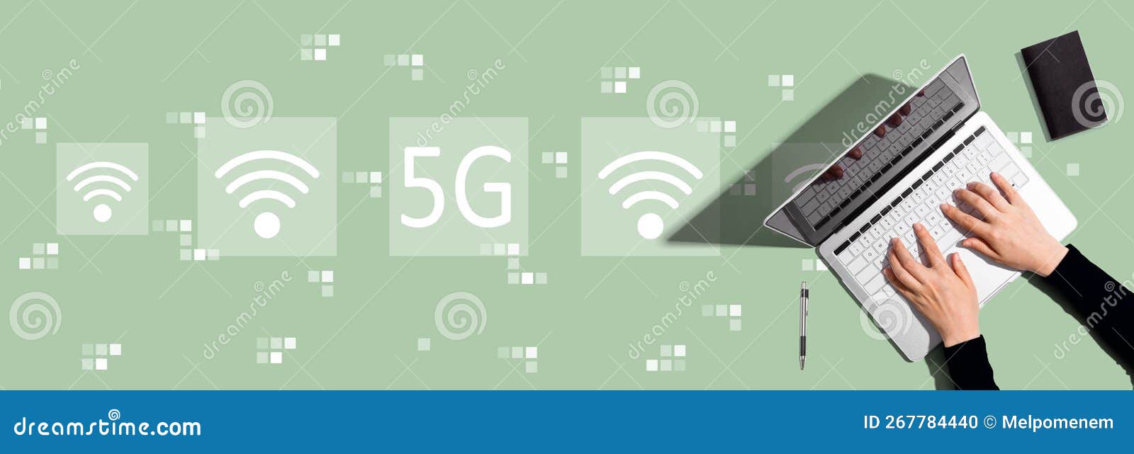 5G Network with Person Using Laptop Computer Stock Photo - Image of ...