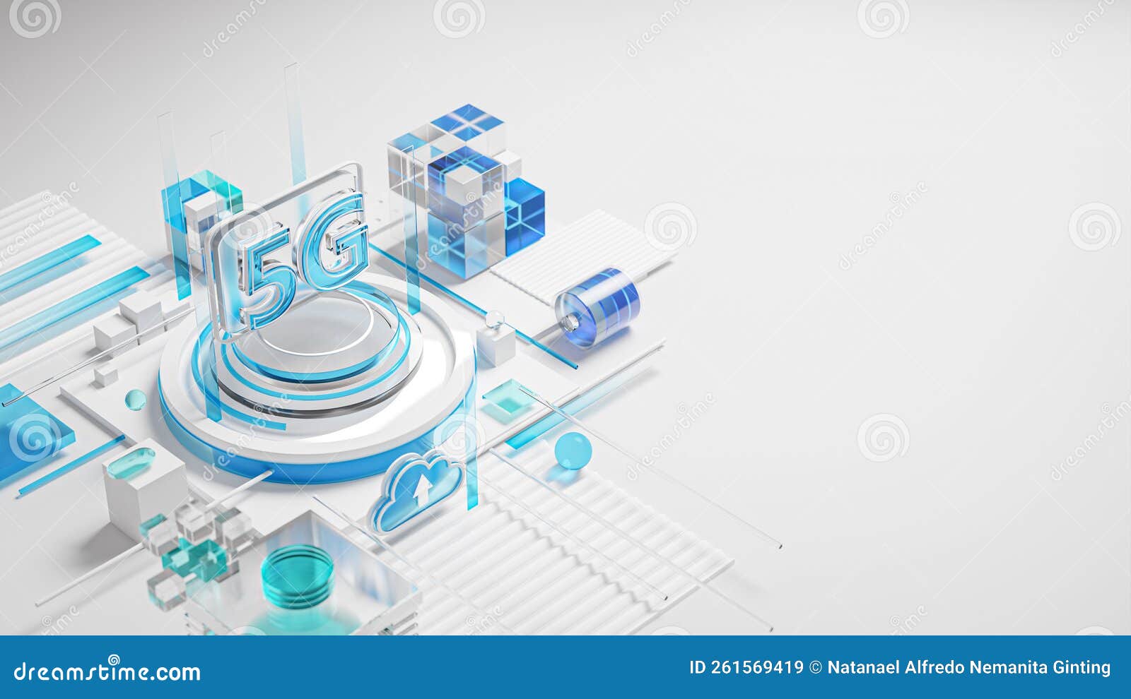 5G Network Services Icon Blank Space Banner 3D Render Stock ...