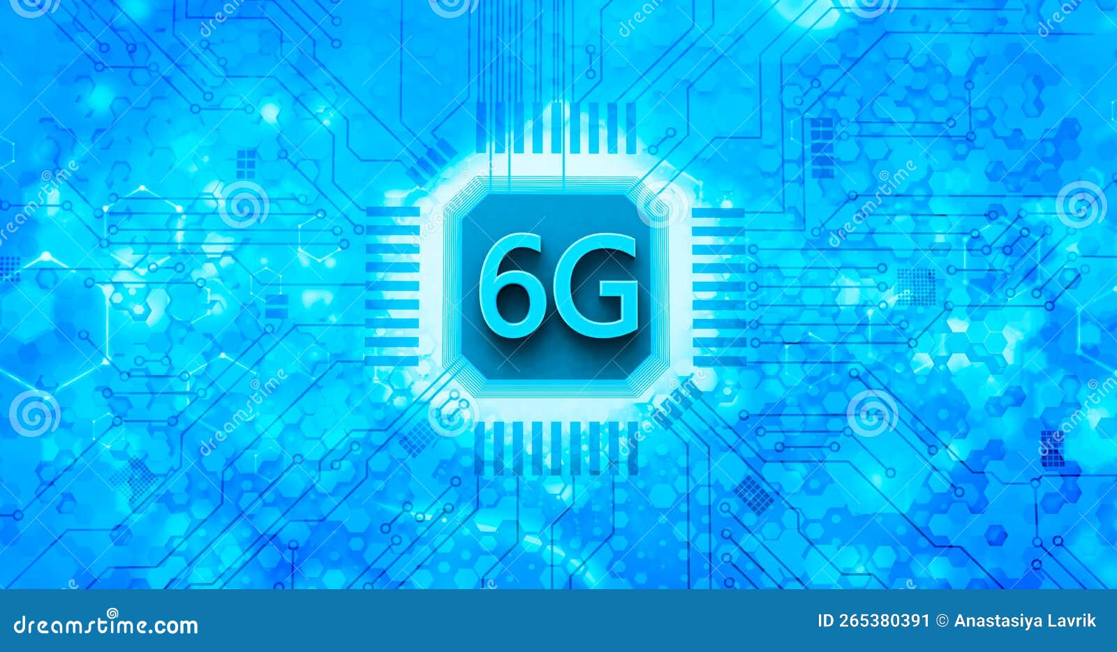6g Network Symbol on the Motherboard with Hexagon.Shiny 6G New ...