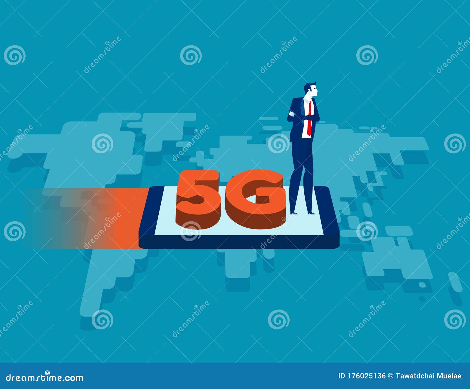 A 5G Network System and Internet. Speed Wireless Technology Concept ...