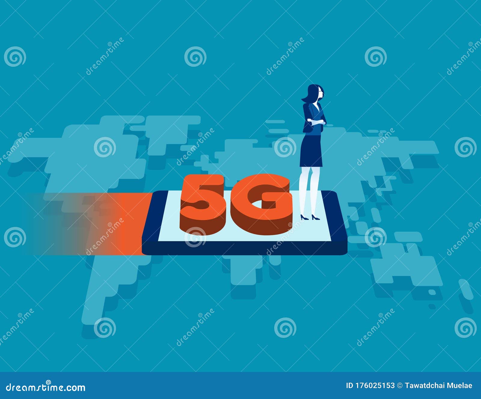 A 5G Network System and Internet. Speed Wireless Technology Concept ...