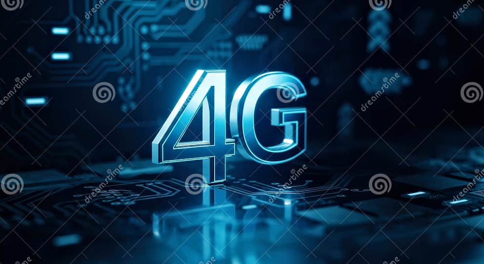 4G Network Technology on Circuit Board: Digital Communication Graphics ...