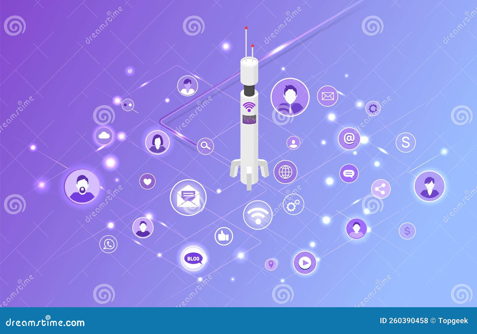 5G Network Technology. Connection Tower Wireless High Speed Internet ...