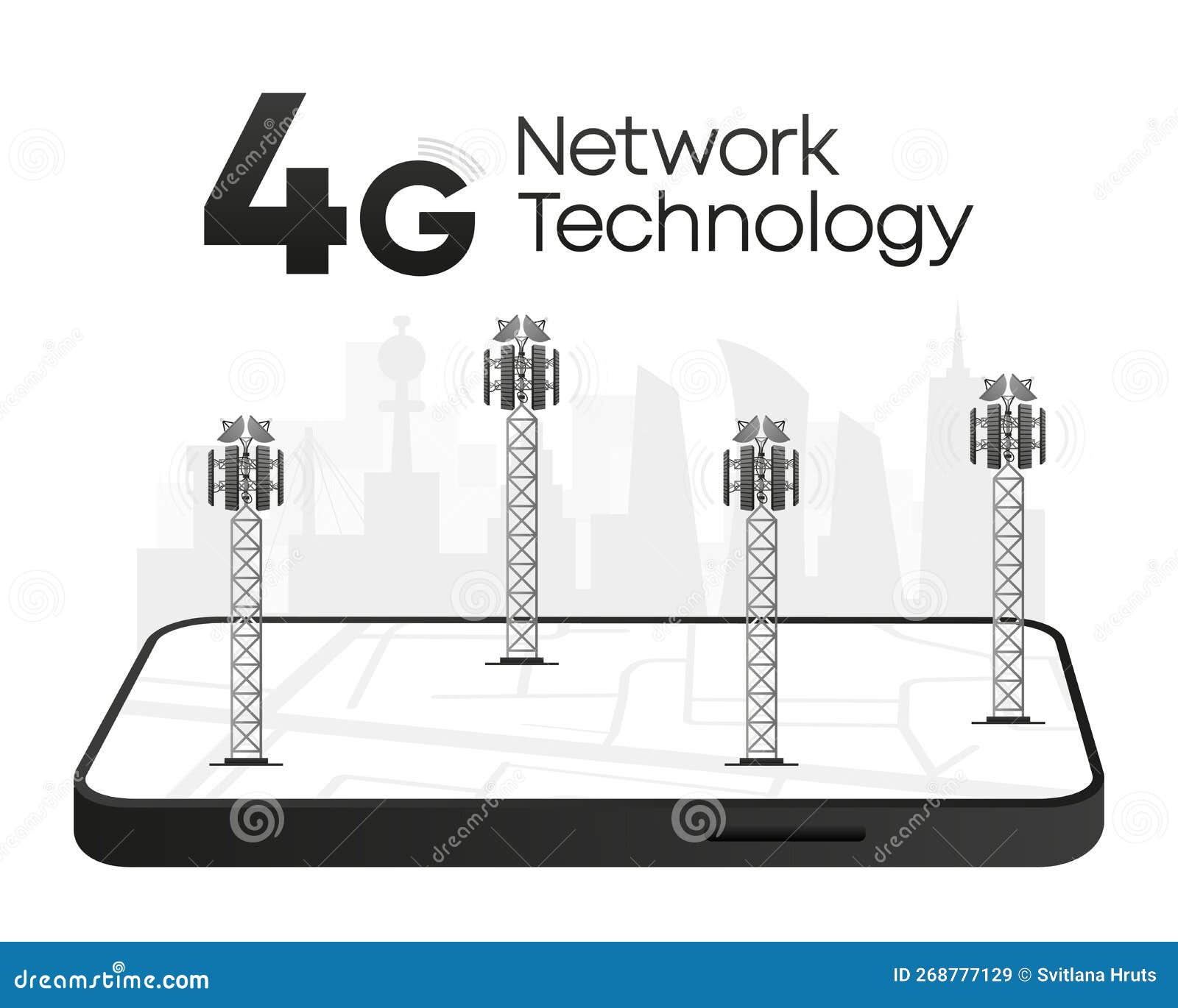 4g Network Technology in Flat Design. the Concept of Wireless Mobile ...