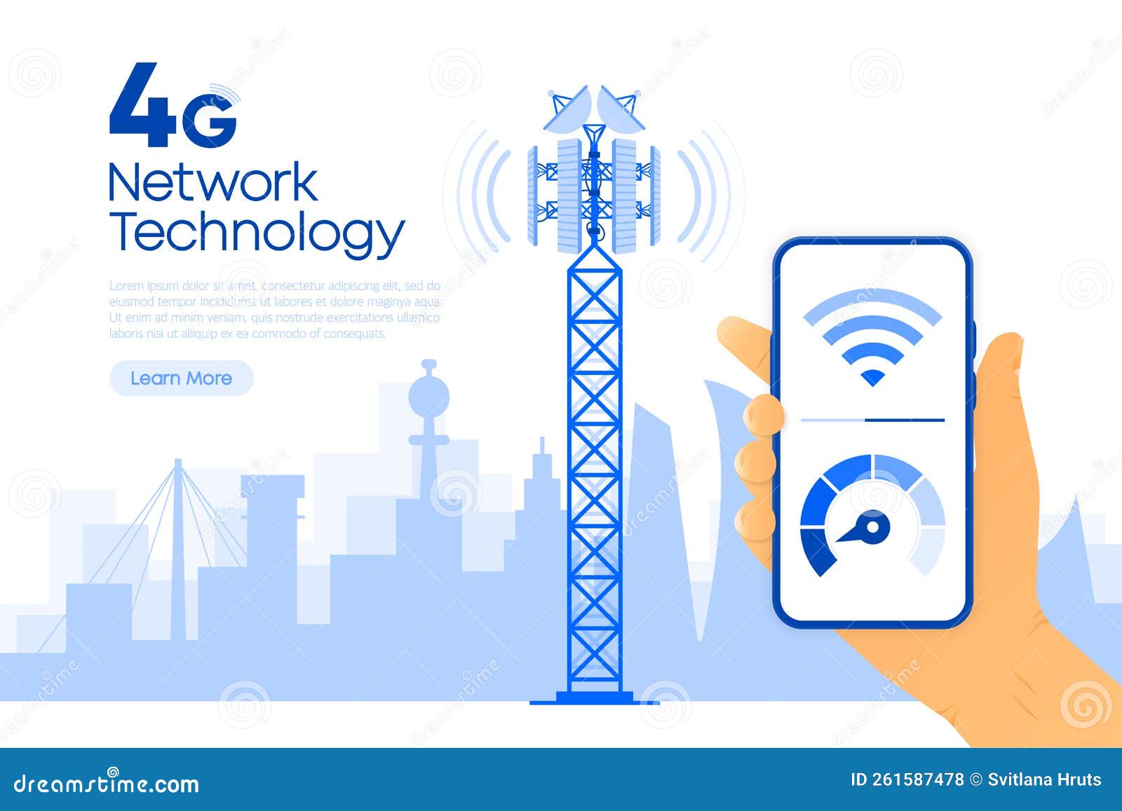 4g Network Technology in Flat Design. the Concept of Wireless Mobile ...