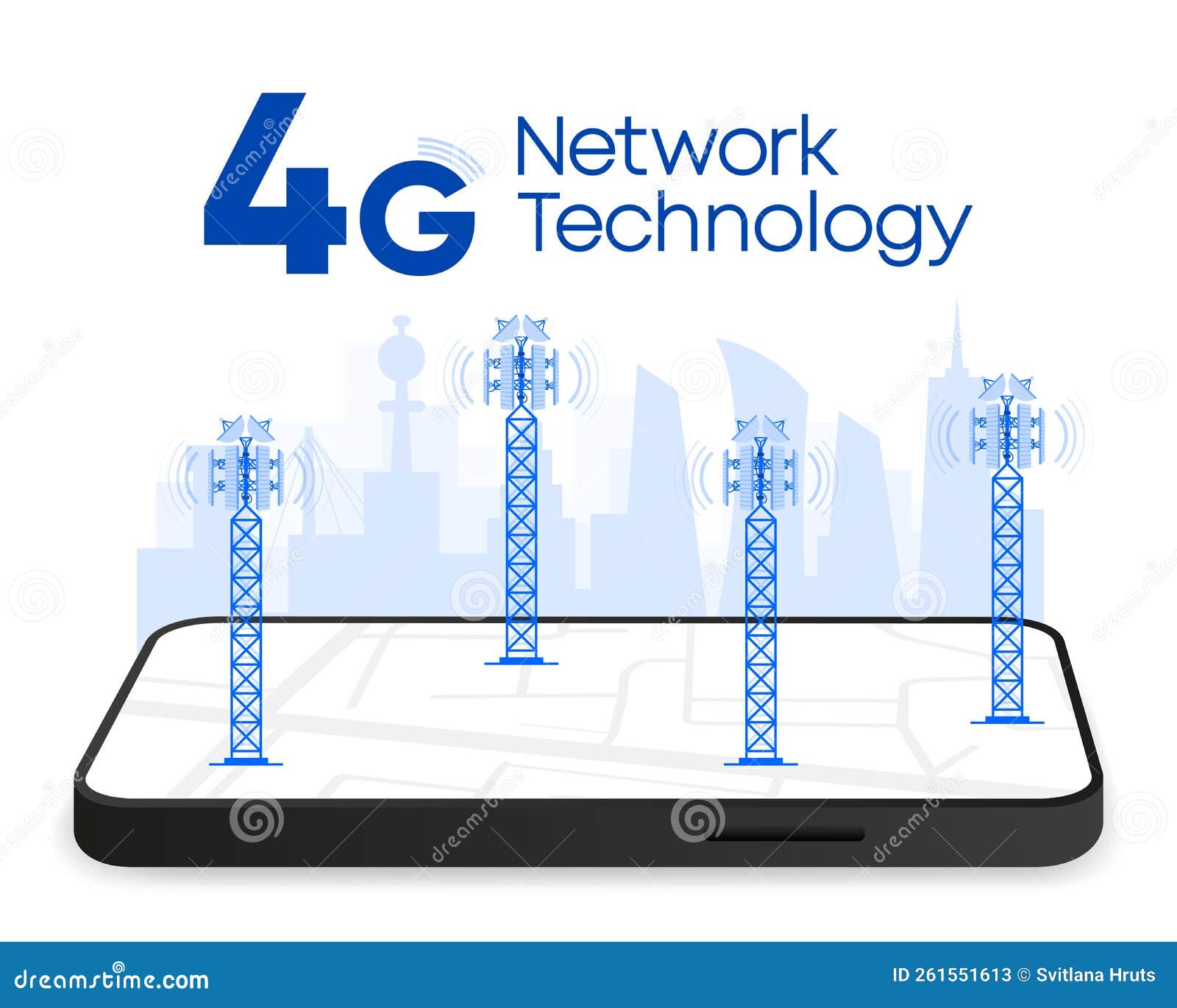 4g Network Technology on Screen Device in Flat Design. the Concept of ...